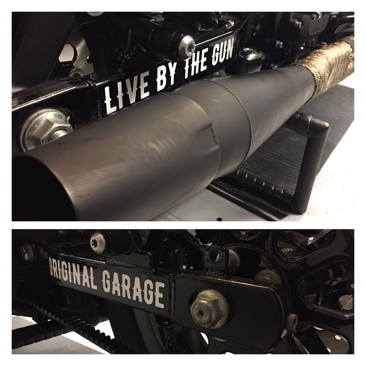 Live By The Gun Dyna Swingarm Stickers – Black Label Performance